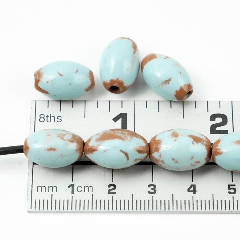 18mm Ceramic Oval Rice Beads, Mykonos Pueblo Beads, Baby Blue Teracotta ...