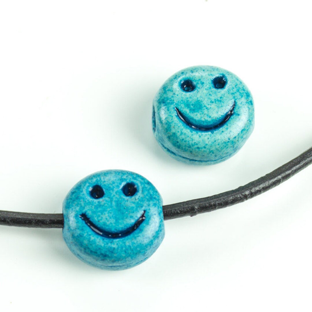 Ceramic Smiley Face Bead, Happy Carved Smile, Emoticon Symbol Beads ...