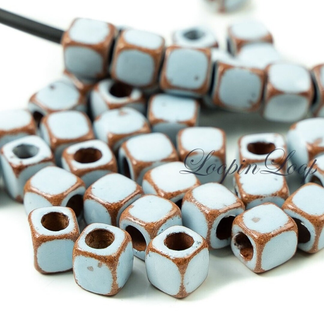 5mm Ceramic Cube Beads, Mykonos Greek Beads, Baby Blue Terra Cotta ...