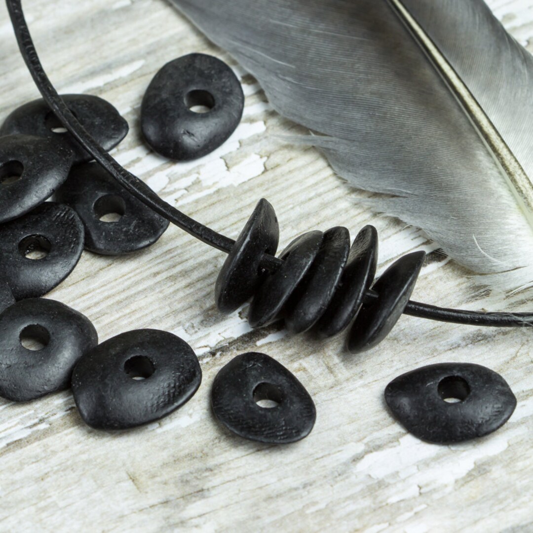 25%OFF 18mm Black Ceramic Disc Beads, Mykonos Beads, Greek Cornflake ...