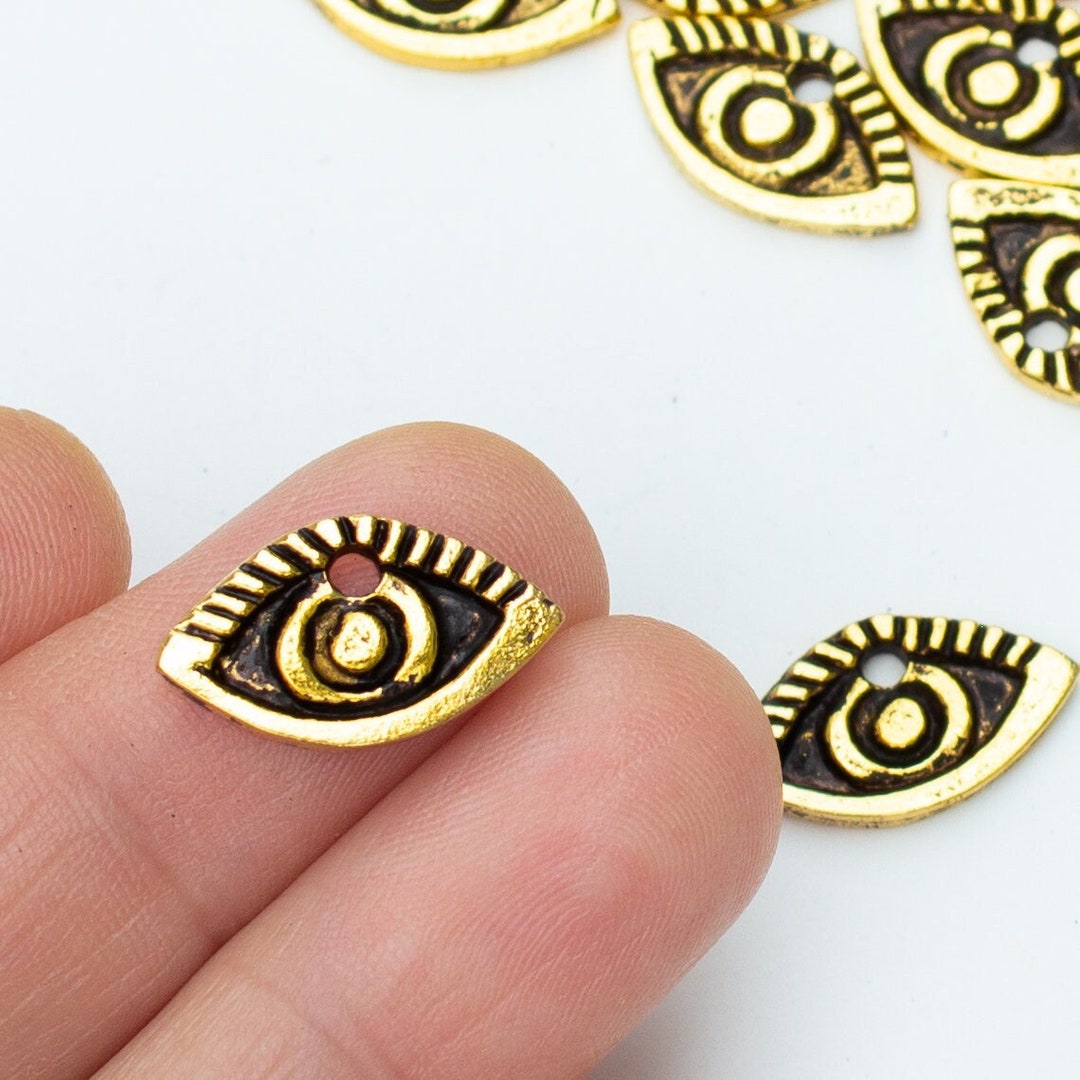 10%OFF Eye Charms, Greek Mykonos Evil Eye Small Charm, 24K Gold Plated ...