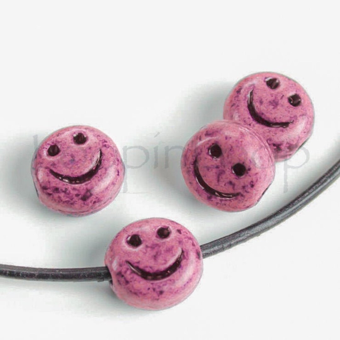 Ceramic Smiley Face Bead, Happy Face, Carved Smile, Emoticon Symbol ...