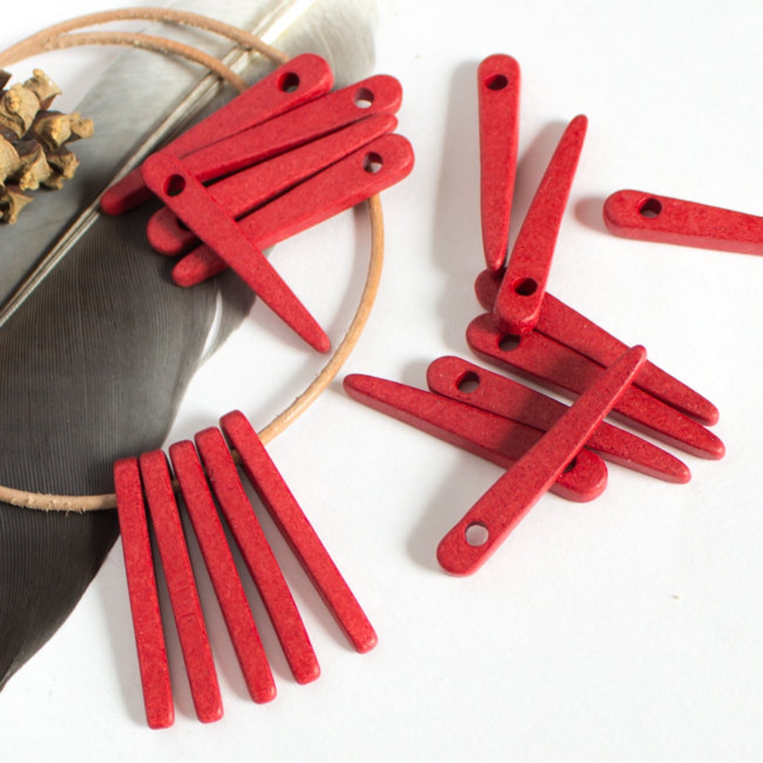 Mykonos Ceramic Spike Beads, Bright Red, Skinny Spikes Bead, Jewelry ...