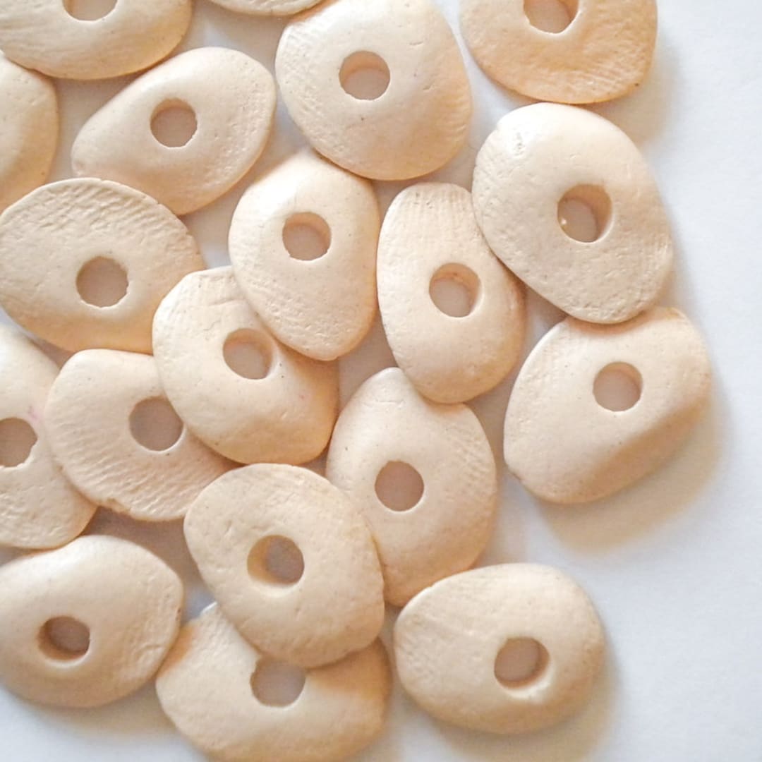 25%OFF, 10 Stone White Beige Ceramic Cornflakes, Mykonos Greek Beads ...