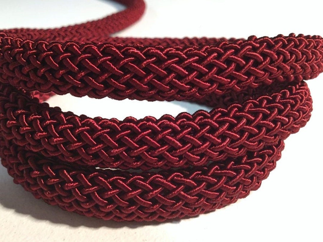 Dark Red Maroon Organic Silk Cord, 10mm Thick, Soft Chunky Mesh Pattern ...