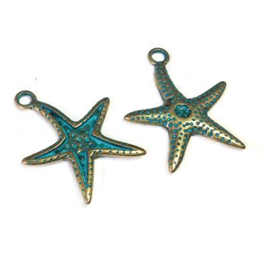 Starfish Pendant, Green Patina Over Brass, Greek Metal Casting, Sea ...