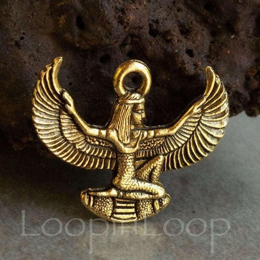 Winged Isis Pendant, Egyptian Goddess, Marriage Fertility Charm, 3D ...