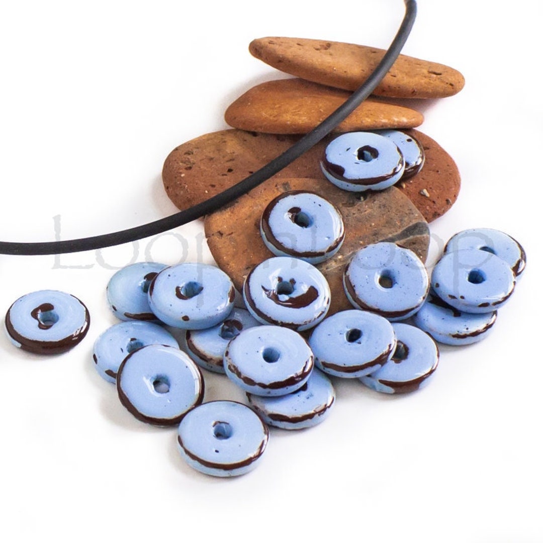 Large 14mm Ceramic Round Washers, Disk Spacer Washer, Mykonos Beads ...