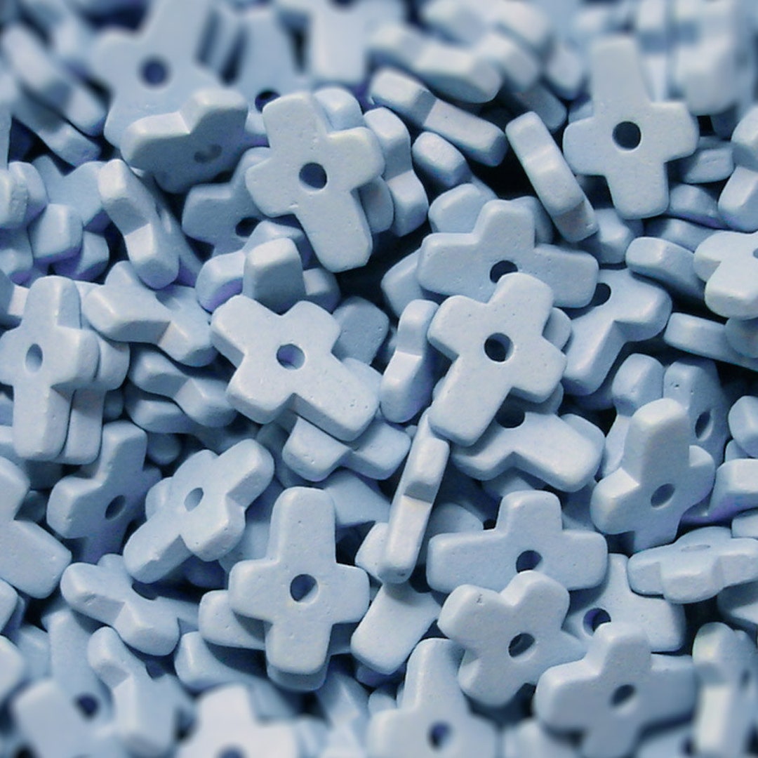 Mykonos Ceramic Cross Beads, Greek Tiny Crosses Baby Boy Blue, Jewelry ...