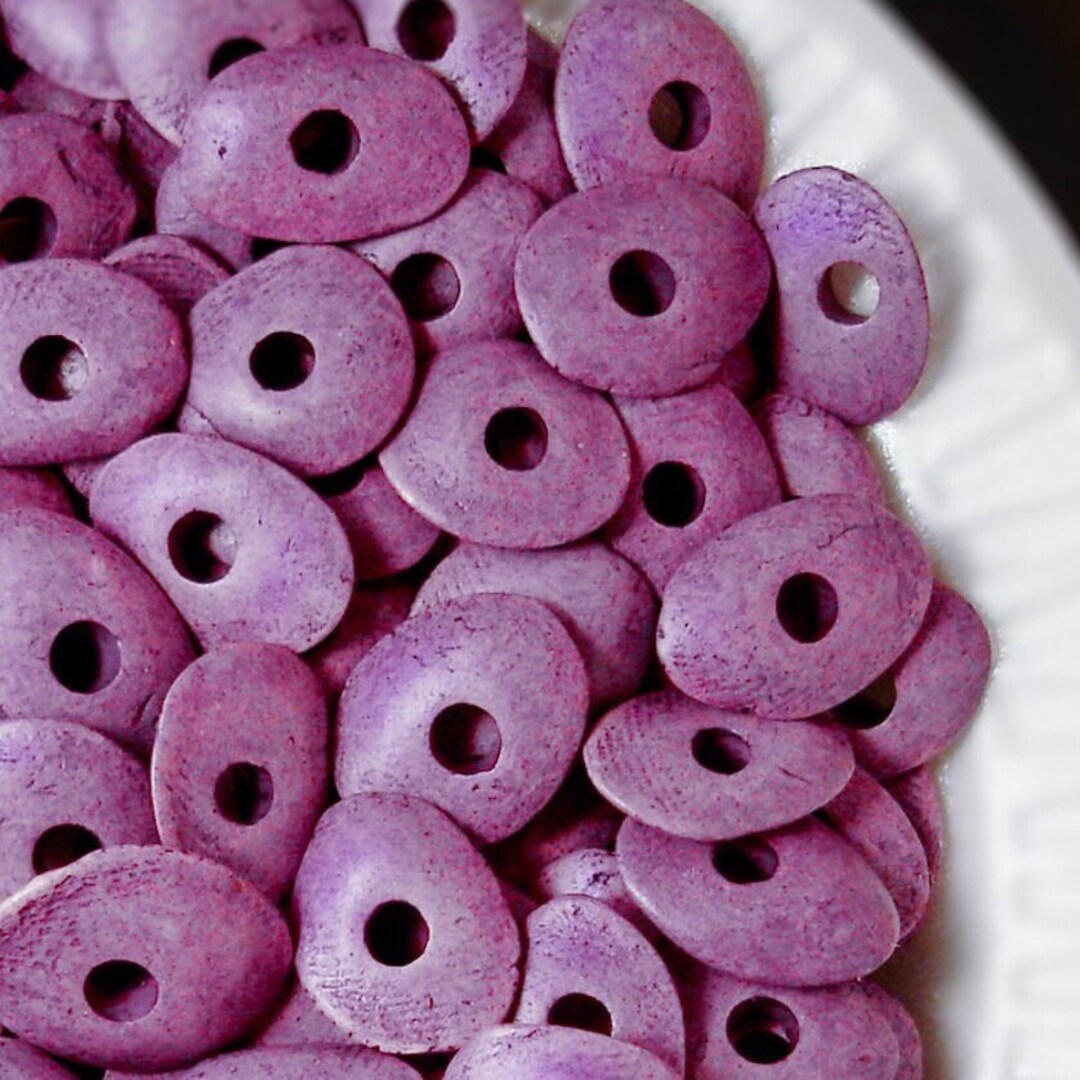 4 Mykonos Ceramic Cornflake Beads, 13mm, Orchid Purple, Matte Bead ...
