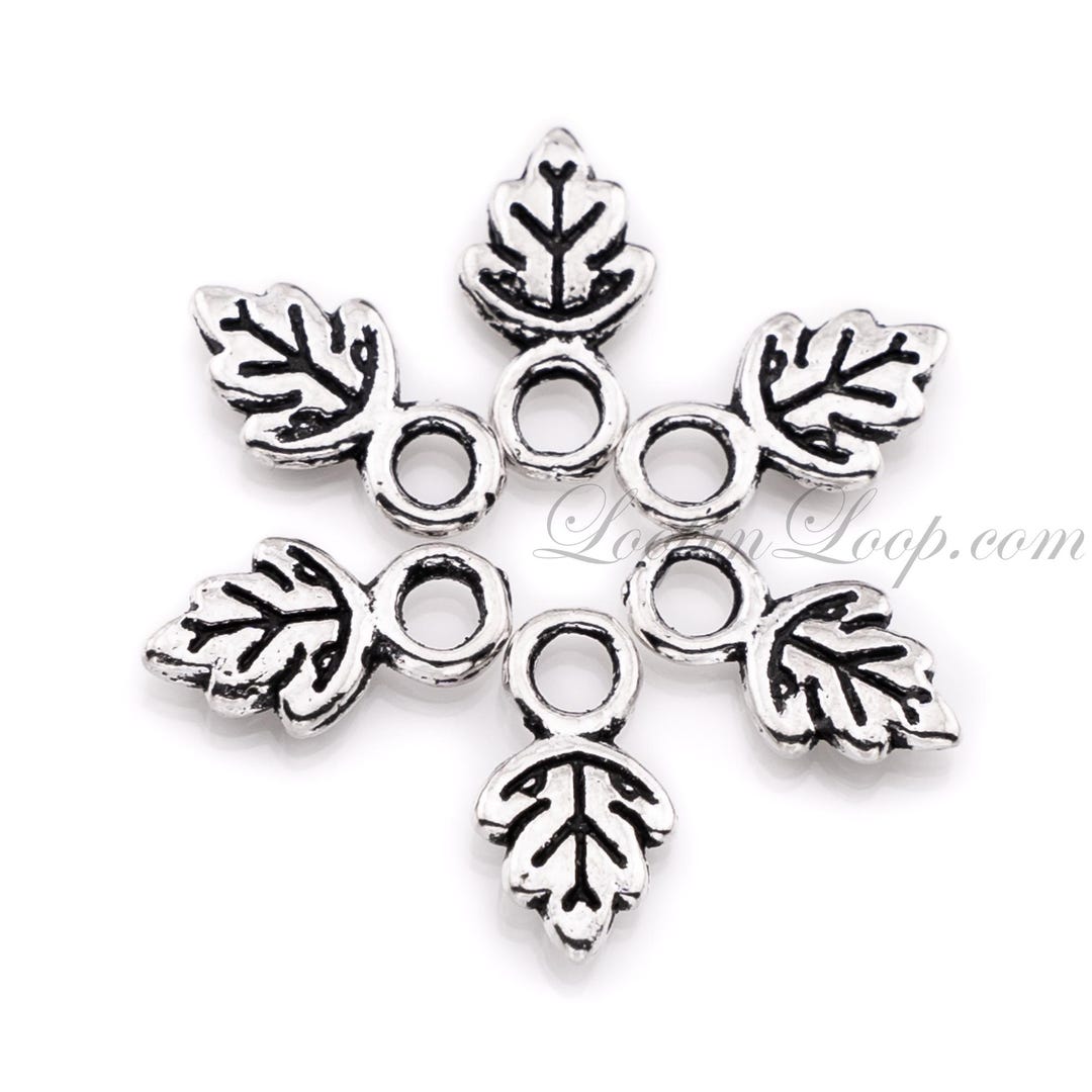 Silver Oak Leaf Charms, Tiny Cute, 10mm, Double Sided Oak Leaf Charms ...