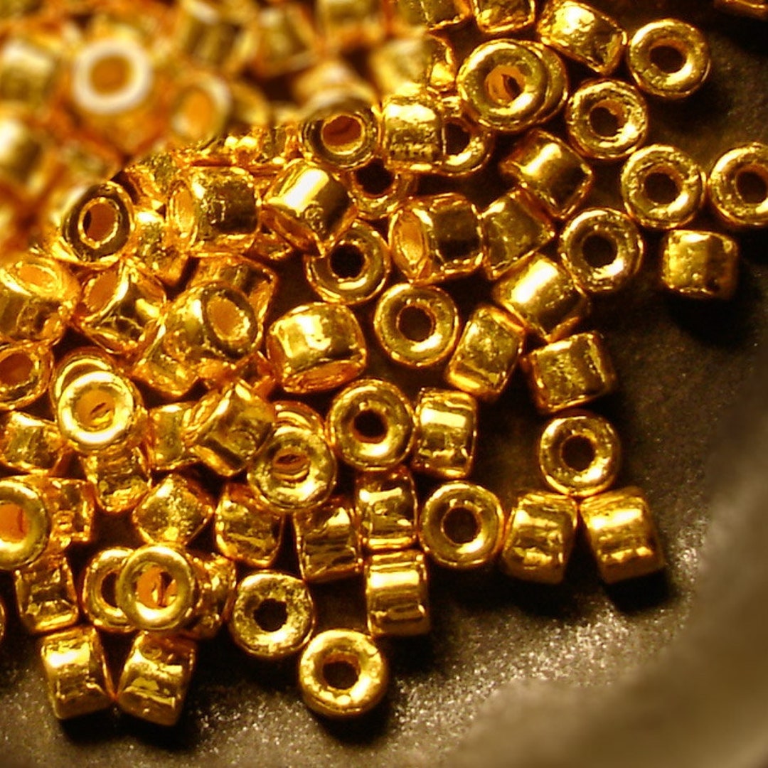 6x4mm Gold Tube Beads, 24K Gold Ceramic, Mini Tube, Mykonos Metallized ...