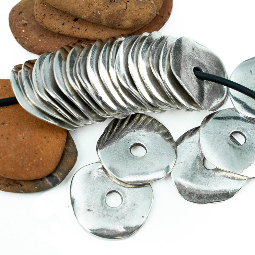 10%OFF, Large 23mm Wavy Disc, Pendant Bead, 3.5mm Hole Cornflake ...