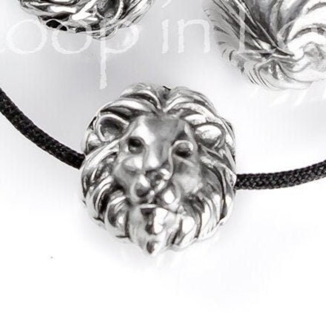 Antique Silver Lion Head Slider Beads, for 1.5mm Cords, European Zamak ...