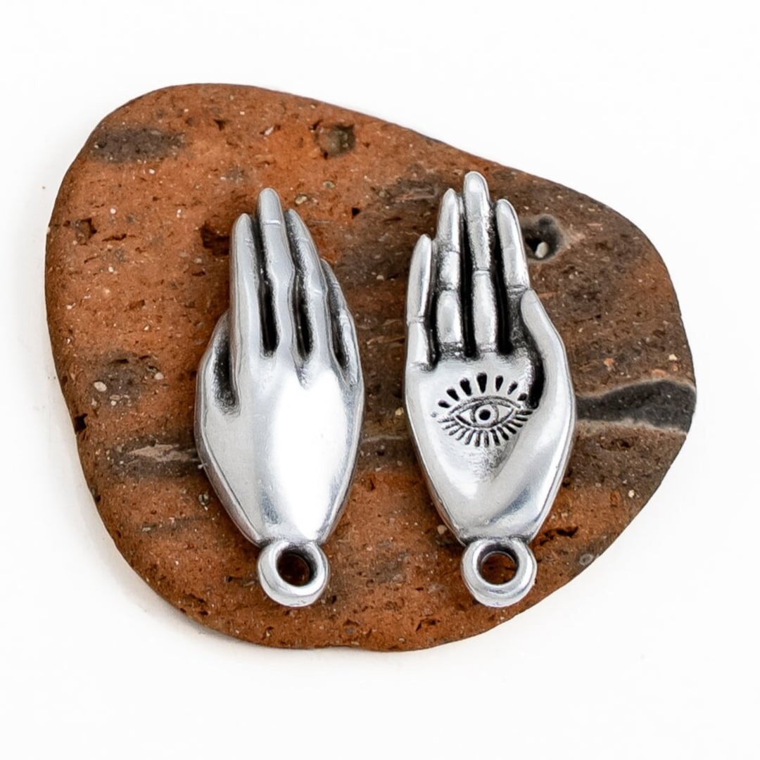 Silver Hand With Eye Charm, Healing Hand Pendant, Spiritual Charms ...