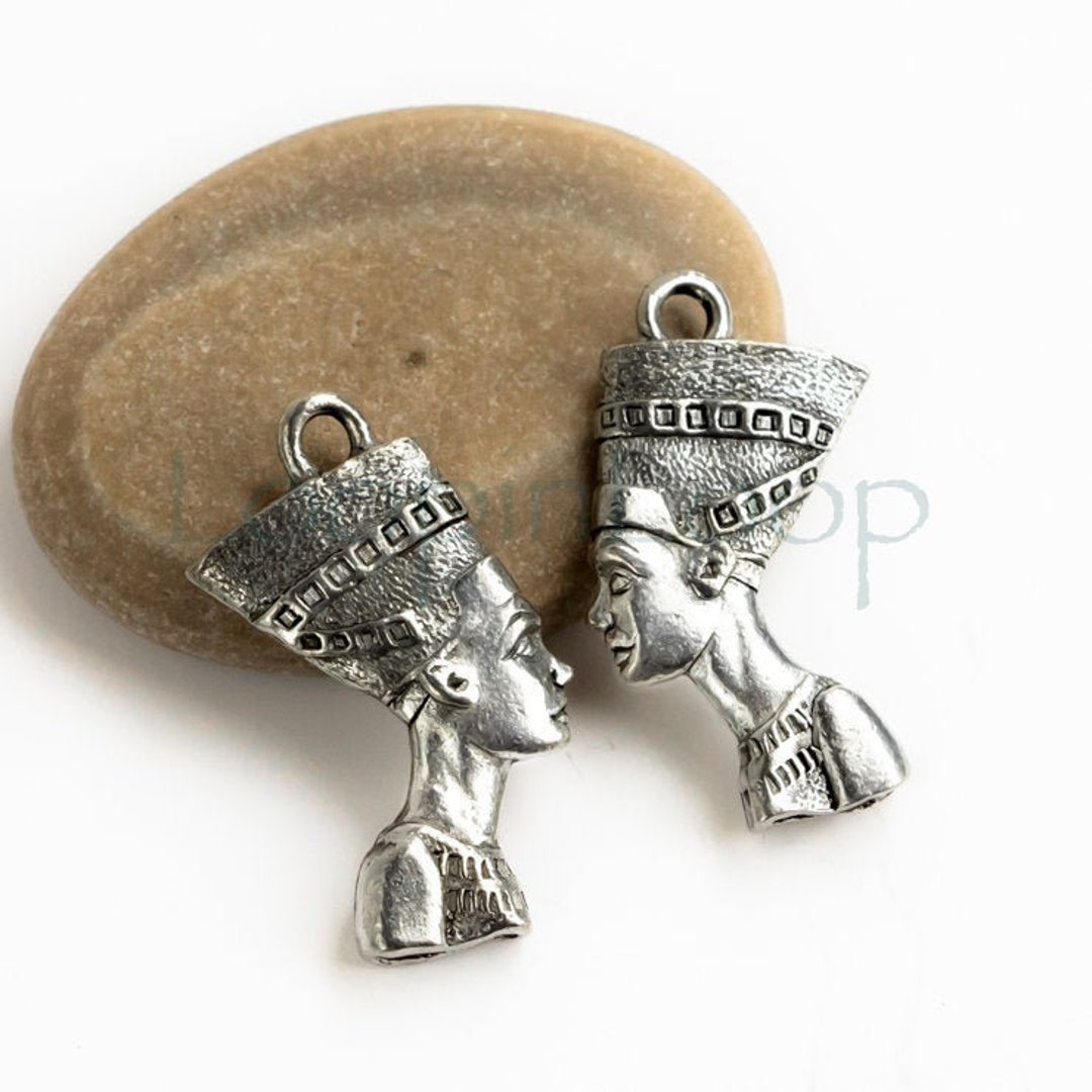 Nefertiti Charm, Antique Silver, Boho Pendant, Egyptian Goddess Queen ...