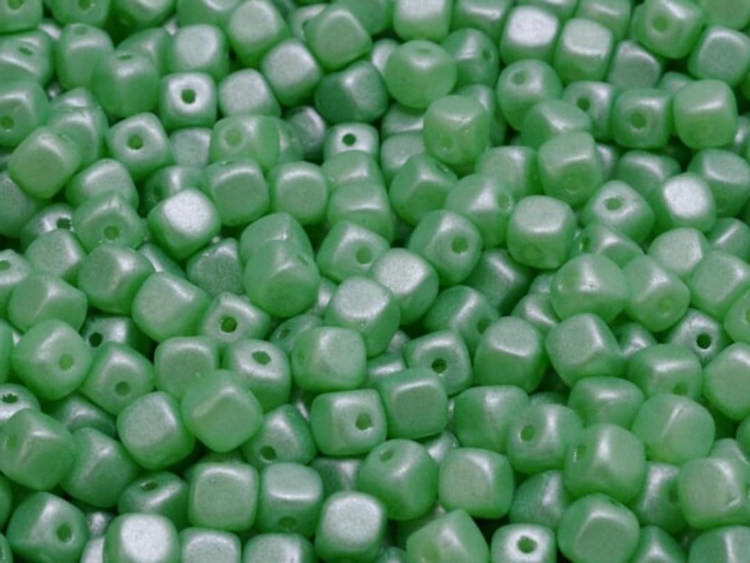 4x5mm Czech Glass Cube Beads, Small Glass Cubes, Milky Sea Foam AB ...