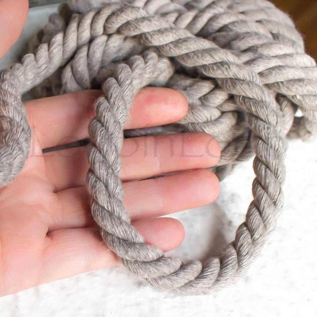 Dark Beige Twisted Cotton Cord 10mm - 12mm Wrapped Soft Natural Cord ...