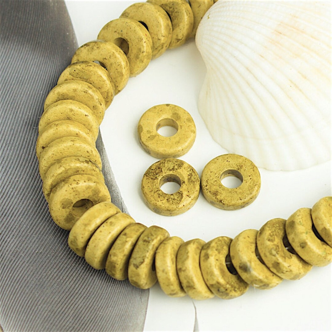 25%OFF, 8mm Round Ceramic Washer, Mykonos Greek Beads, Earthy Wood Ash ...