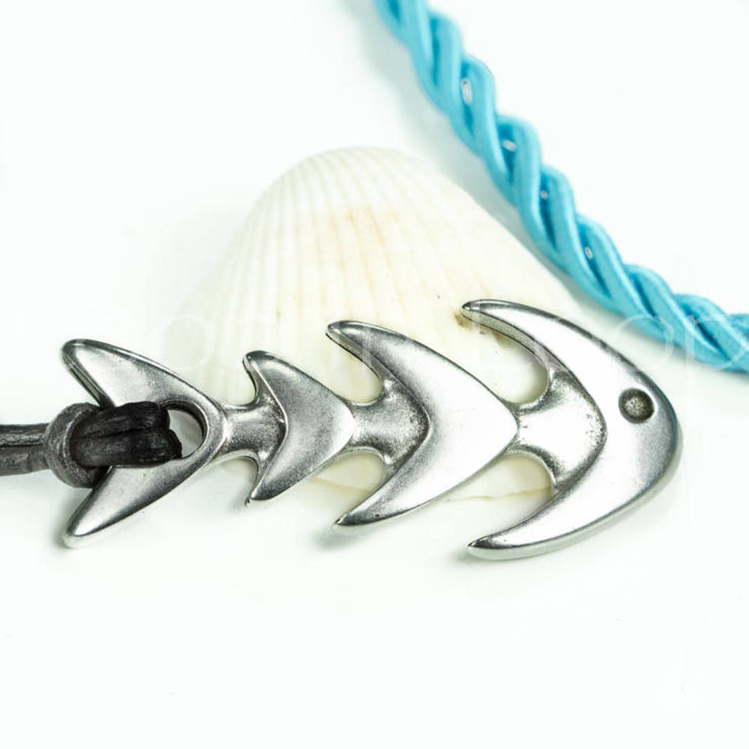 15%OFF Fish Bone Hook Clasp, Silver Fish Hook Pendant Curvy Bracelet ...