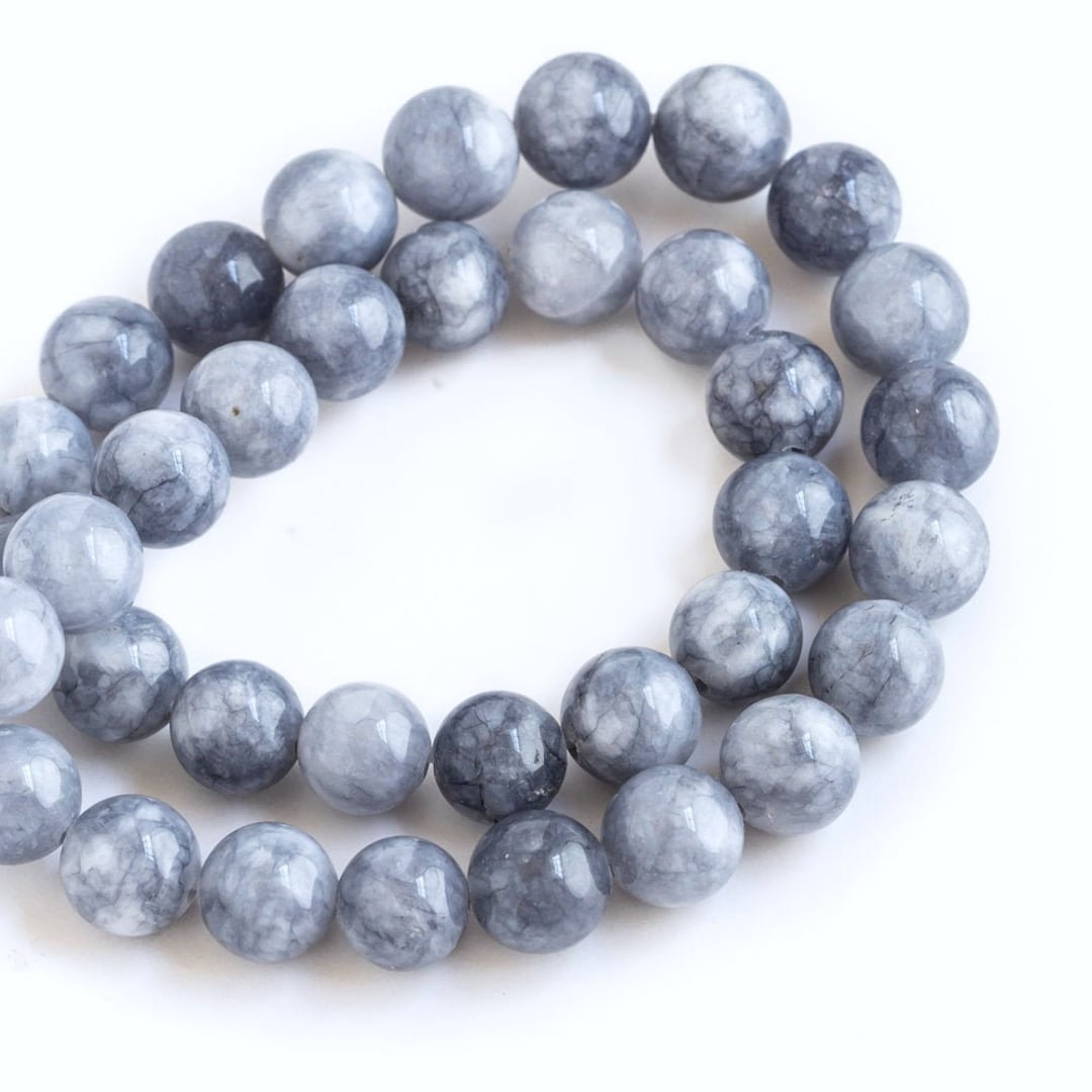 10%OFF, 6mm Gray Jade Beads, Cloudy Blue Grey, Candy Jade, Natural Semi ...