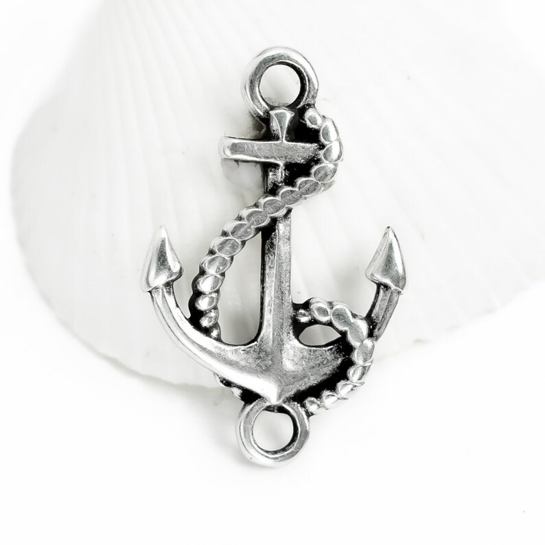 Anchor With Rope Connector, Double Sided Bracelet Charm, Focal Beads ...