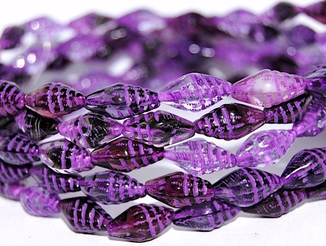 Glass Sea Shell Beads, Conch Seashells Czech Glass Beads, Tropical ...