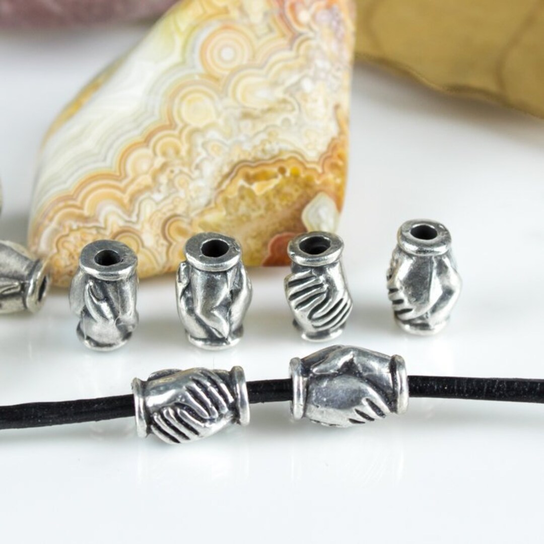 10%OFF, Handshake Beads, Hand in Hand Slider Bead, Antique Silver Plate ...