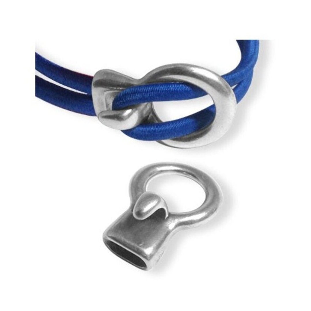 Single Hook and Loop Clasp, for 5mm Round Cord, Silver Zamak Clasps ...