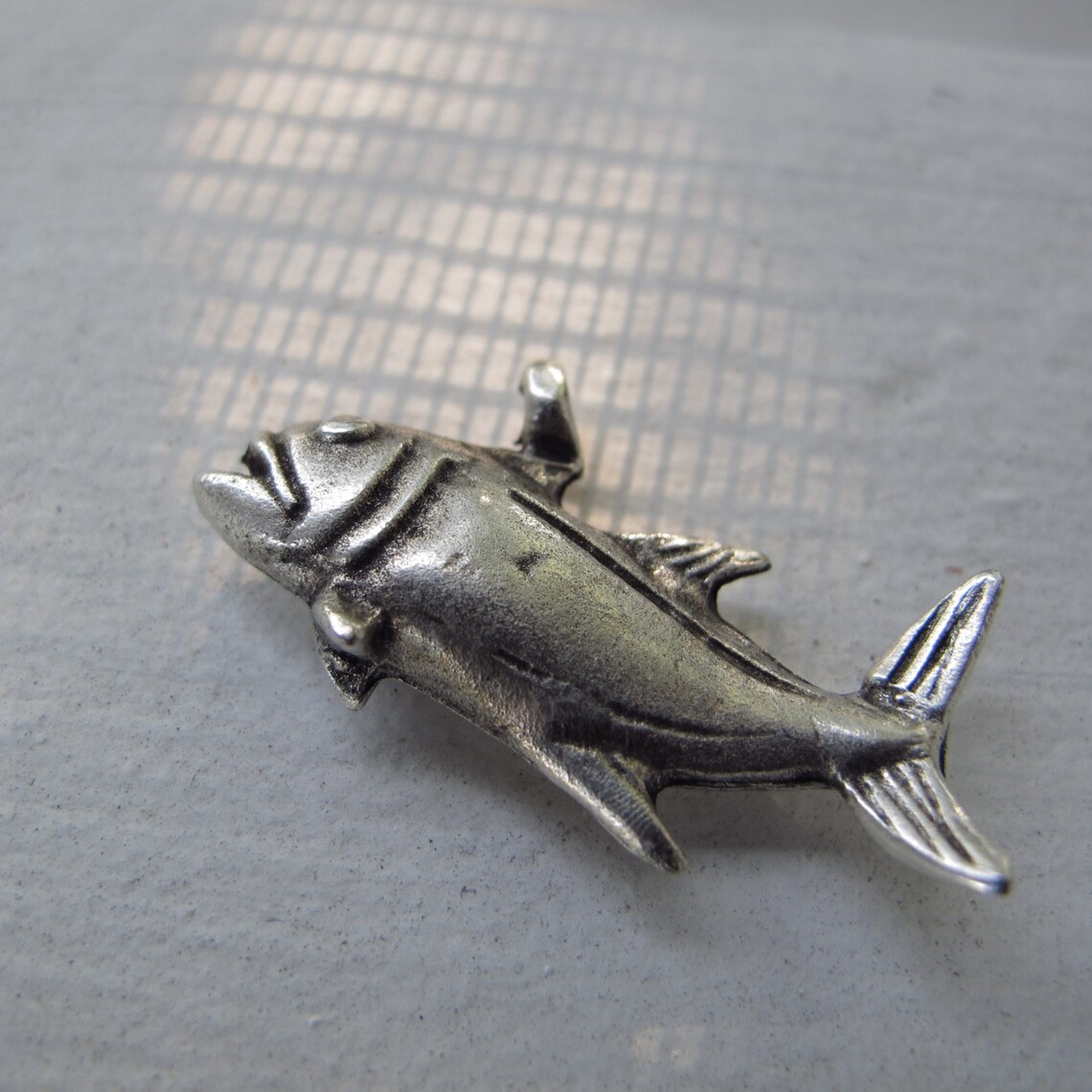 Large Fish Pendant, Greek Mykonos Metal Charm, Silver Plated, Beach ...
