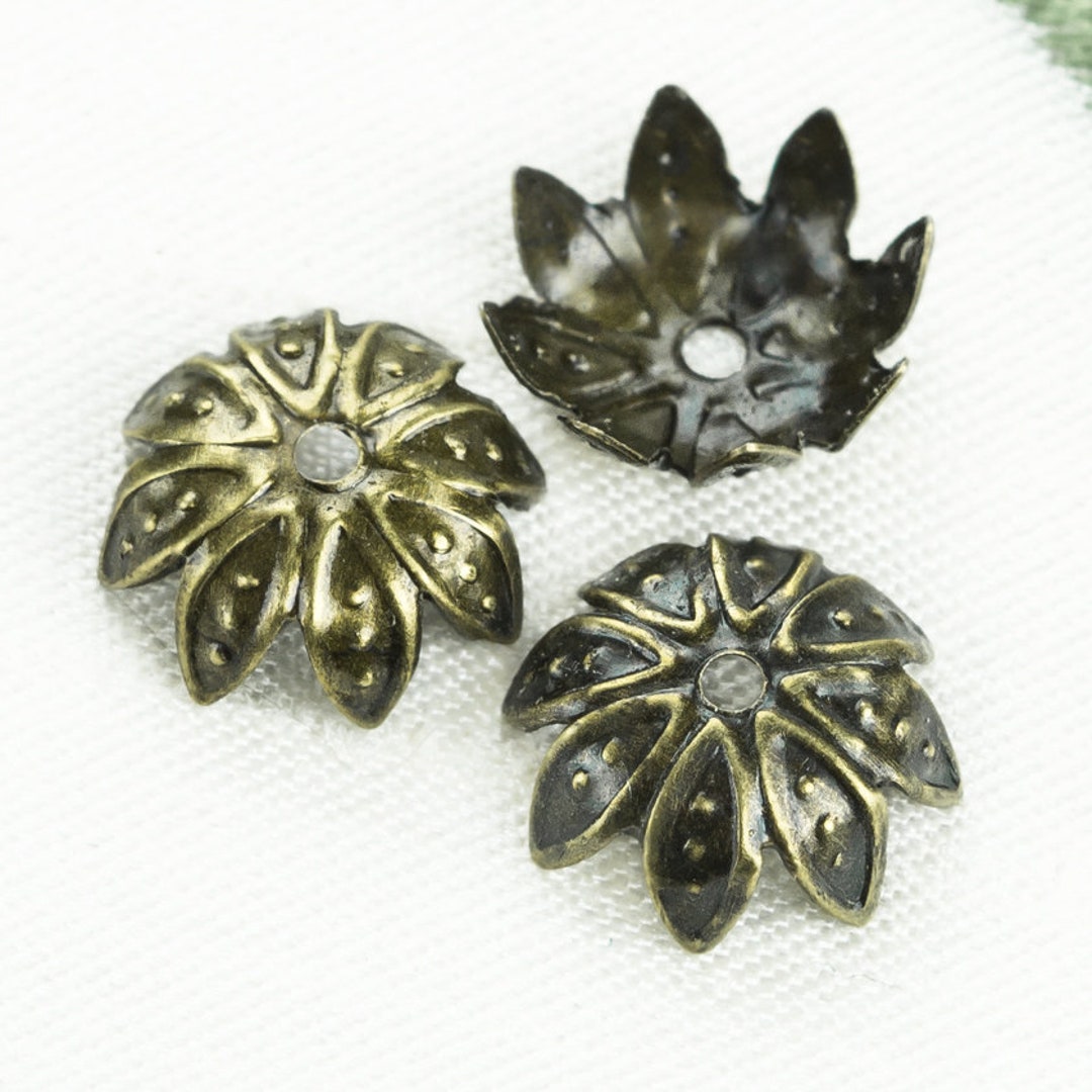 15%OFF Antique Brass Bead Caps 9mm Bead Cap Leaf Design Light - Etsy
