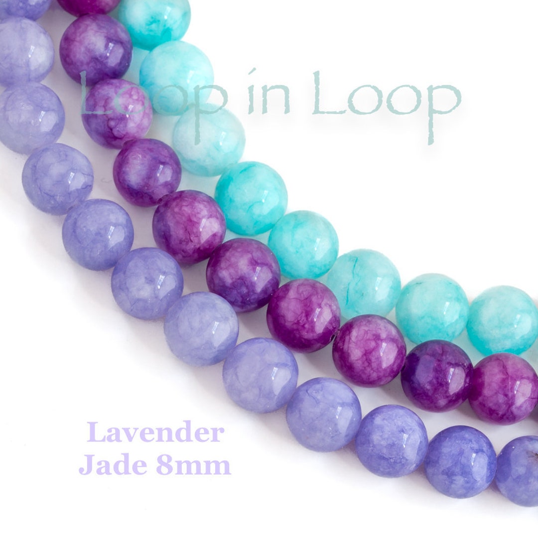 8mm Lavender Dyed Jade Beads, Light Purple Mix for Jewelry Making ...