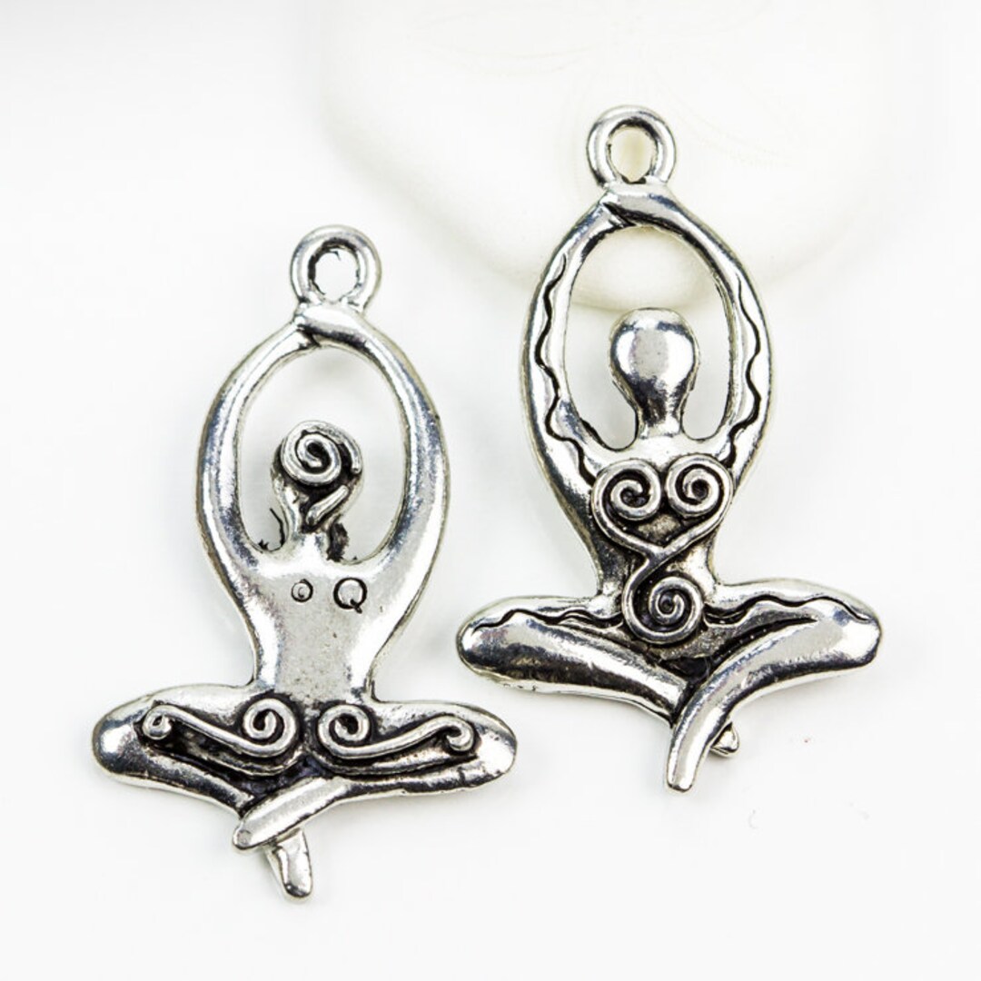Goddess Pendant, Meditating Yoga Charm, Namaste, Zen, Boho, Double ...