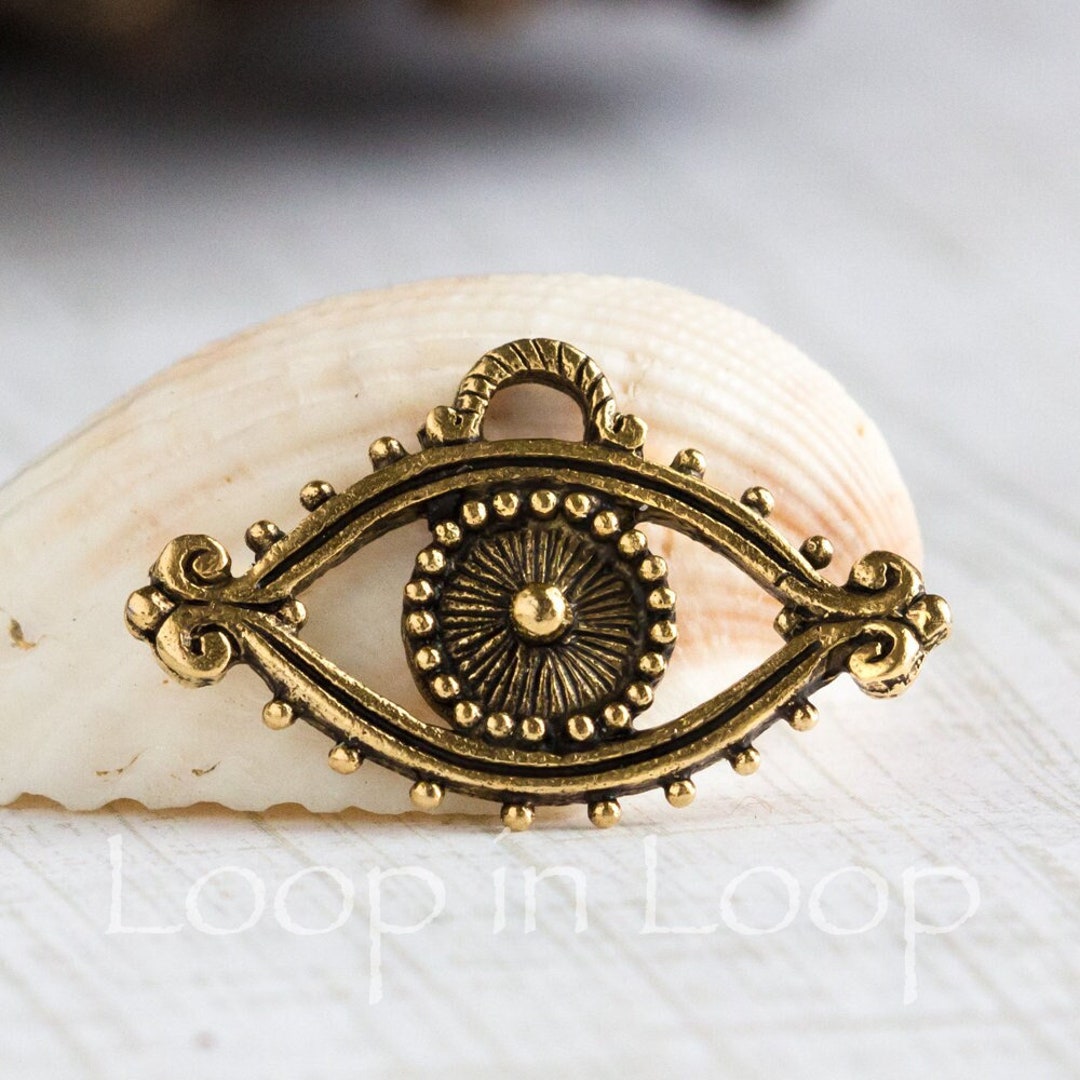 Seeing Eye Pendant, Evil Eye Charm, Antique Gold, Bohemian Rustic ...
