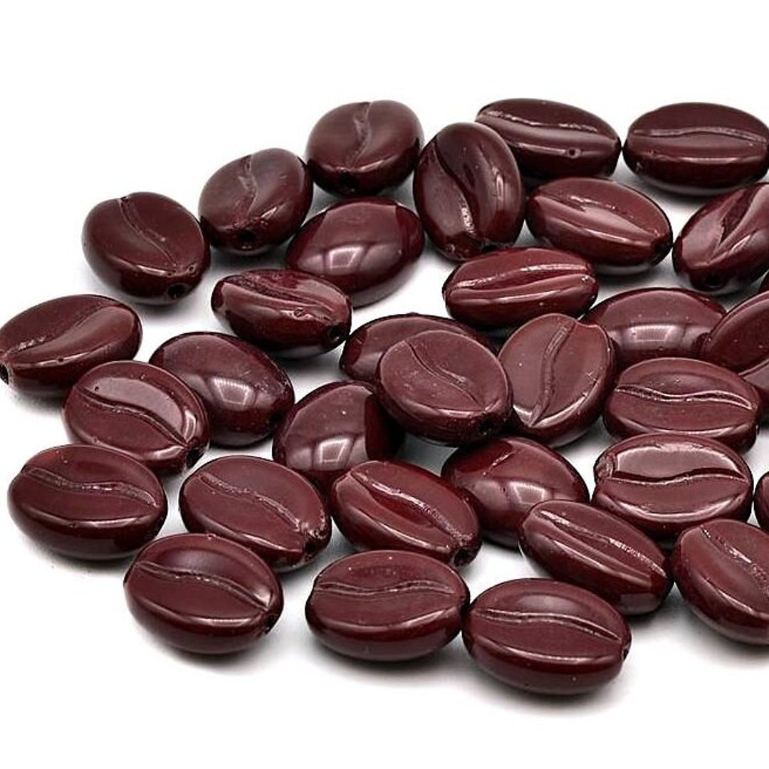 Czech Glass Coffee Bean Beads, Dark Warm Brown, Small Coffee Bean ...