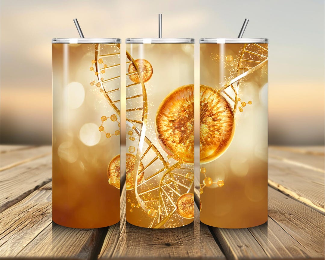 Gold Infused DNA & RNA Molecule 20oz Skinny Tumbler Sublimation Design ...