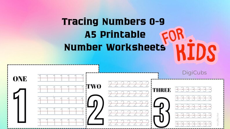 Tracing Numbers 0-9 , A5 Printable Number Worksheets for Kids - Etsy