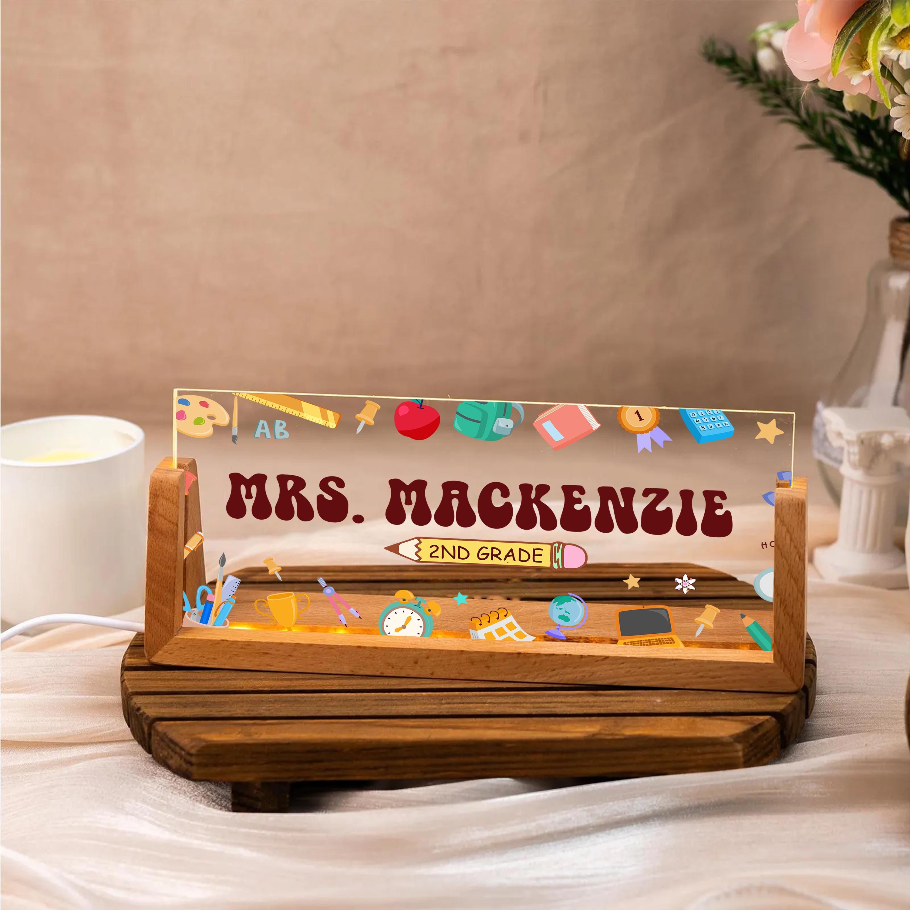 Custom Graduation Nameplate for Desk, LED Acrylic Light Sign ...