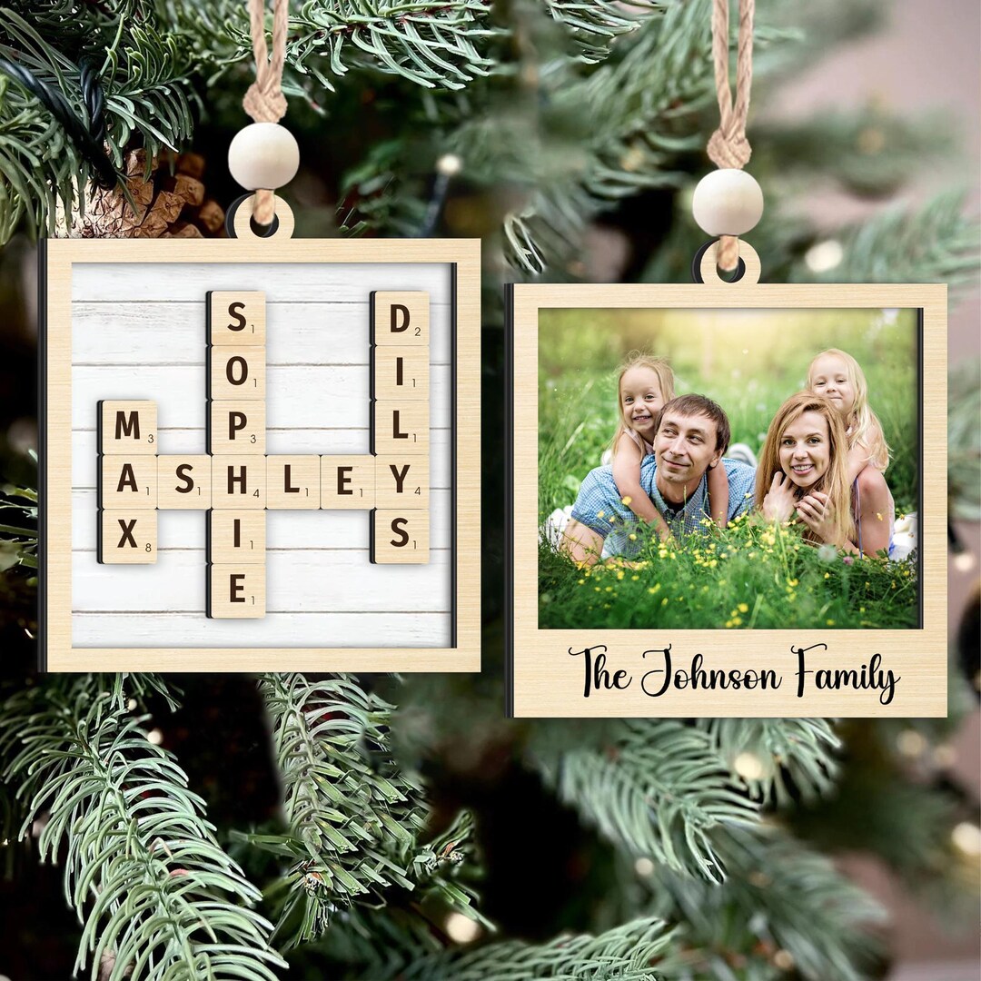 Custom Family Names Crossword Puzzle Ornament With Picture ...