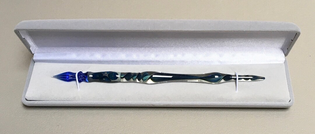 Handformed Glass Dip Style Glass Ink Pen Blue Moon - Etsy