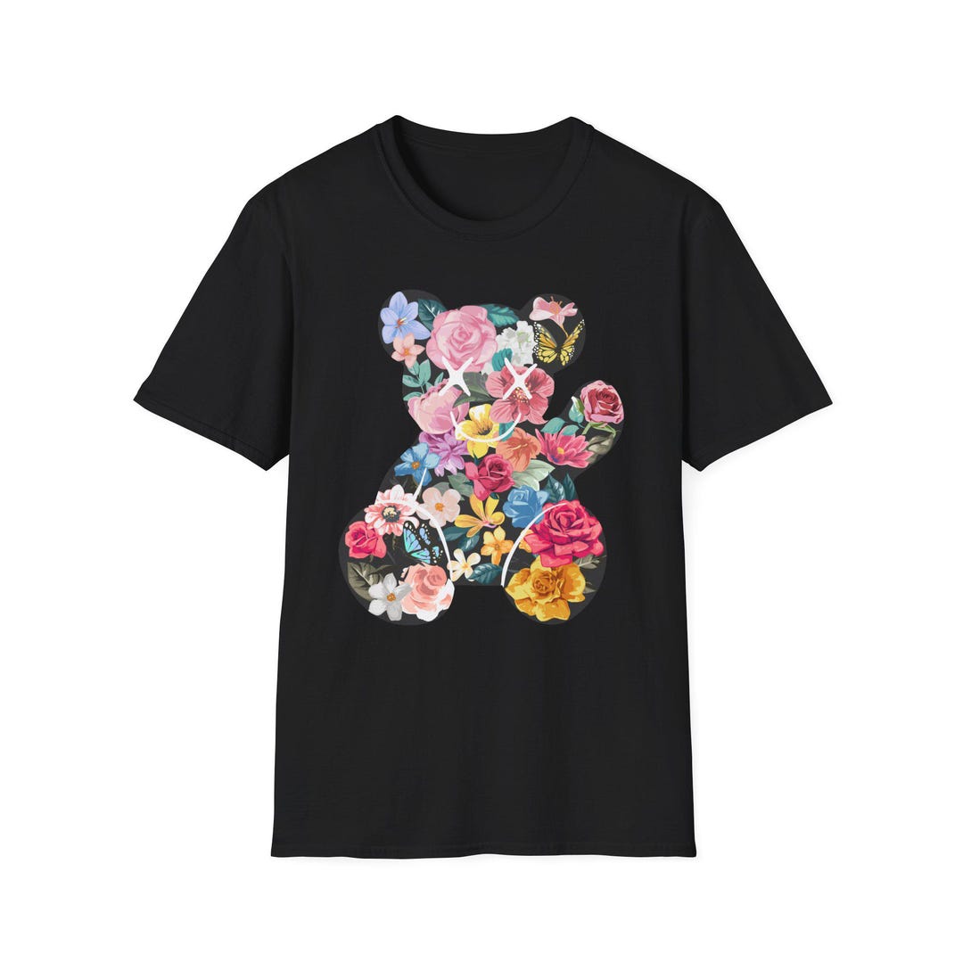 Bear Street Wear Floral Bear T-shirt - Cozy Unisex Tee, Cute Gift for ...