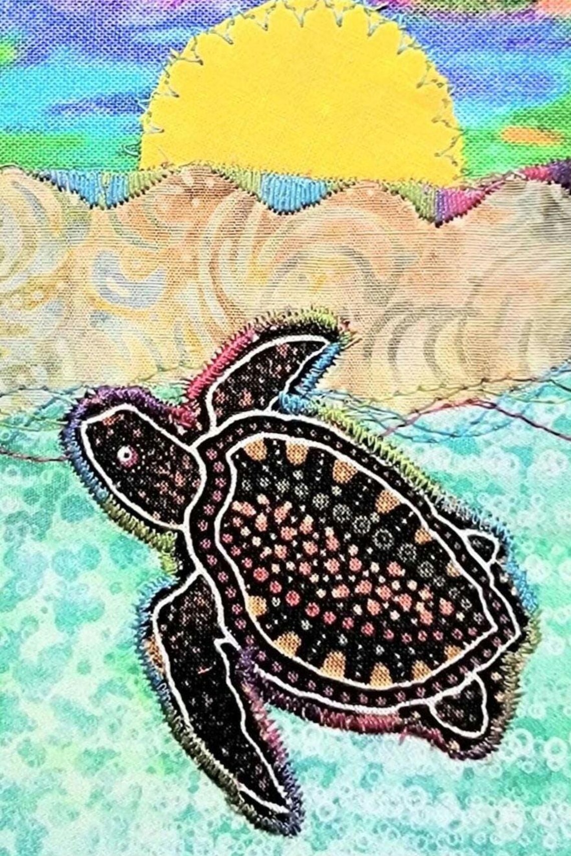 Sea Turtle Fabric Art Painting - Etsy