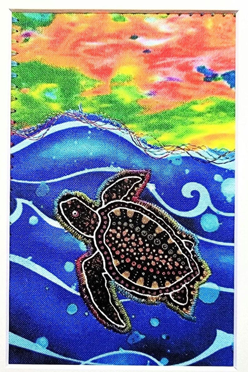 Sea Turtle Fabric Art Painting - Etsy
