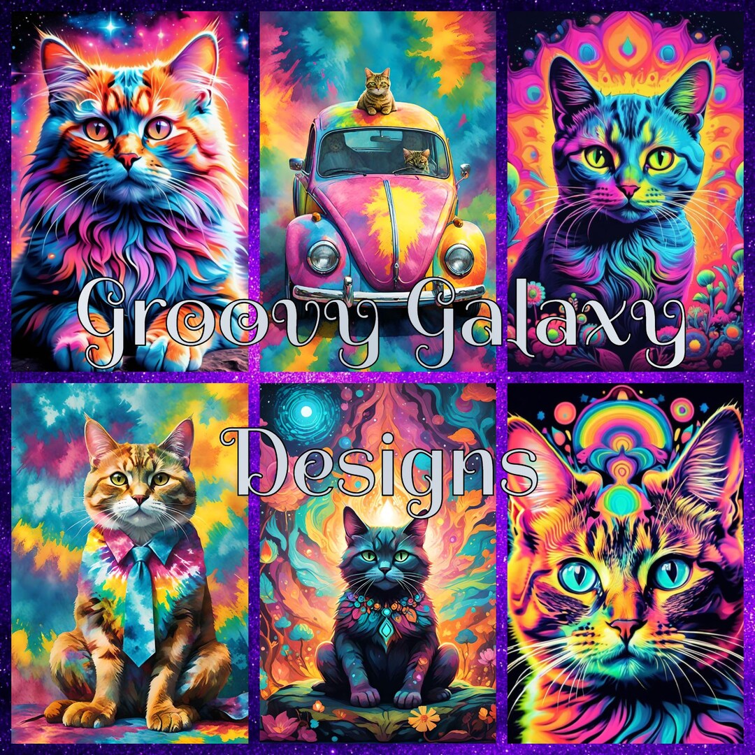 Groovy Cats 6-piece Digital Art Bundle/printable JPG Files - Etsy