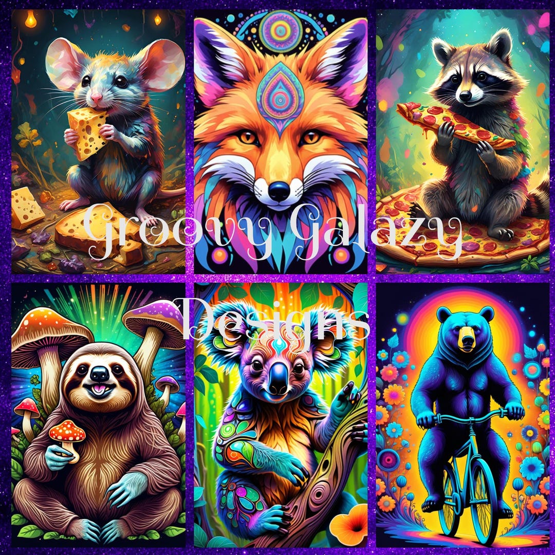 Groovy Critters 6-piece Digital Art Bundle/printable JPG Files - Etsy