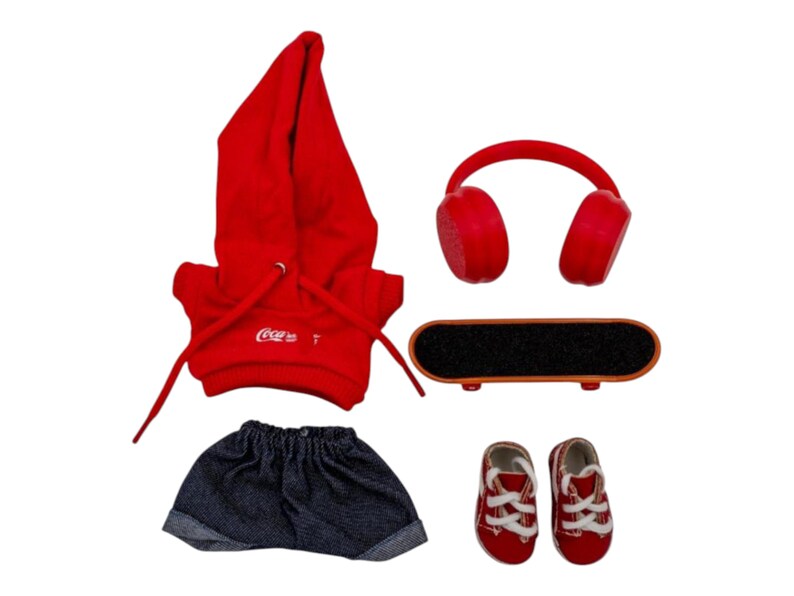 Labubu Skater Outfit – Streetwear Clothes – Red Hoodie, Sneakers & Mini ...