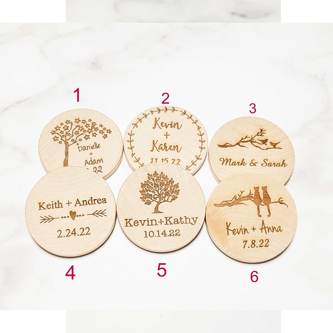 Wedding Custom Wooden Magnets Cats Anniversary Favors Rustic ...