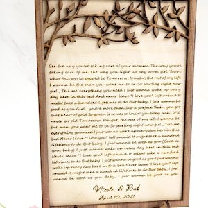 Engraved Wood Anniversary Gift First Dance Lyrics Art Anniversary ...