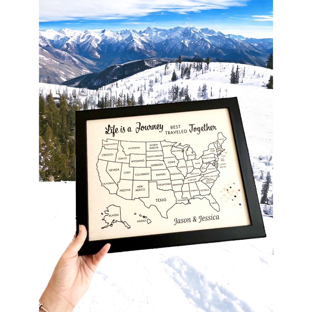 Memory Map Personalized Second Anniversary Gift Cotton Traveling Map ...