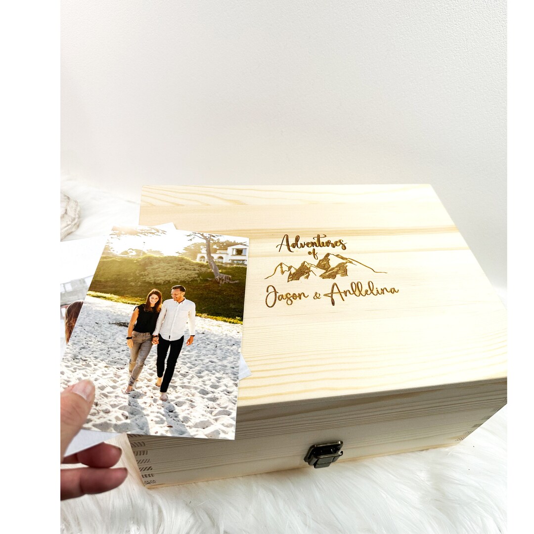 Memory Box Our Adventures Travel Photos Gifts for Couple Wood Memory ...